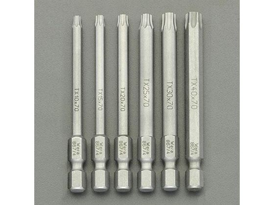 【仕様】●【セット内容】：6本組●六角シャンク：1／4”●サイズ：T10・T15・T20・T25・T30・T40●全長：152mm【備考】※メーカーの都合により、パッケージ・仕様等は予告なく変更になる場合がございます。【検索用キーワード】エ...