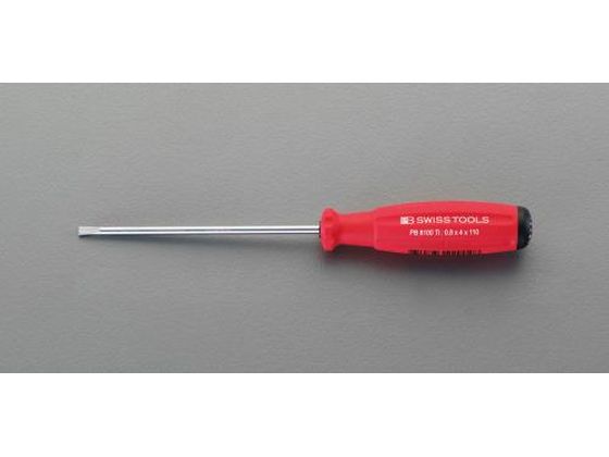 【仕様】●メーカー…PBSWISSTOOLS●型番…PB8100．4．0Ti●材質…チタン合金●非磁性・耐薬品性●刃幅×刃厚…4．0×0．8mm●軸長…110mm●重量（g）…36●ハンドル後部にはドライバーの先端形状のシンボルマークとサイ...
