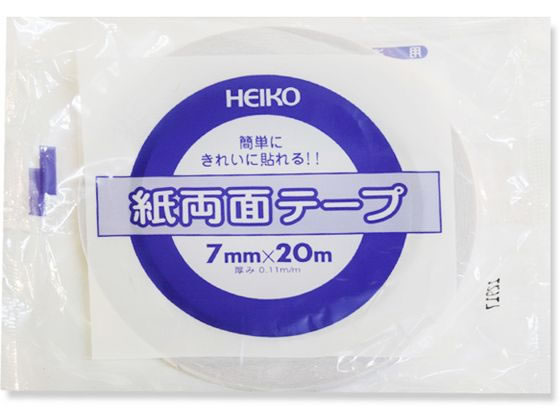 【商品説明】事務作業や手芸・工作など、幅広い用途に活躍する両面接着テープです。紙・プラスチック・金属・ガラス・木材などに。【仕様】●サイズ：幅7mm×20m巻●材質：レーヨン不織布●厚み：0．11mm●入数：1巻【備考】※メーカーの都合によ...