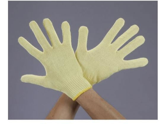 【仕様】●サイズ：L●全長（mm）：230●掌周り（mm）：190●中指長さ（mm）：80●入数：1双●材質：ケブラー紡績糸100％●厚み（mm）：2．5●カラー：本体：イエロー　裾：イエロー●10ゲージ●EU規格CE　EN388　耐切創レ...