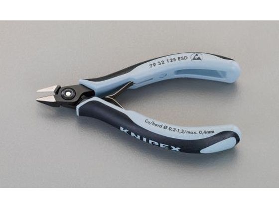 【仕様】●メーカー：KNIPEX（クニペックス）●型番：7932125ESD●全長：125mm●切断能力：軟線：φ0．2〜1．3mm、中硬線：φ0．7mm　硬線：φ0．4mm●刃硬度：HRC64●斜刃●バネ付●ハンドル：コンフォート（ESD...