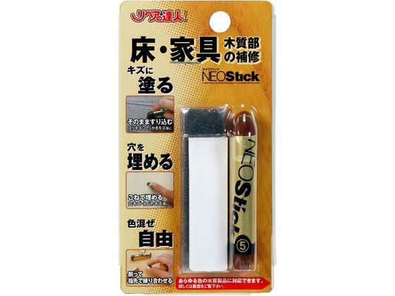 【商品説明】家具やフローリング、ドア、柱、建具など木製品のキズ補修に。キズに直接すり込んだり、切り取って穴を埋めたり、指先で色まぜできます。【仕様】●成分：天然ワックス、顔料、植物油●正味量：約8g●付属品：仕上用ヘラ、スチールウール【備考...