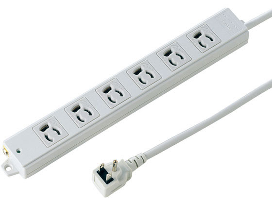 【商品説明】6個口（3P抜け止め）、VCTFコード仕様、3Pプラグ（絶縁キャップ付き・L型）のタップです。電源状態が確認できる通電ランプ付きです。裏面にマグネットが付いているので、スチールのデスクなどに仮固定することができます。メンテナンス...