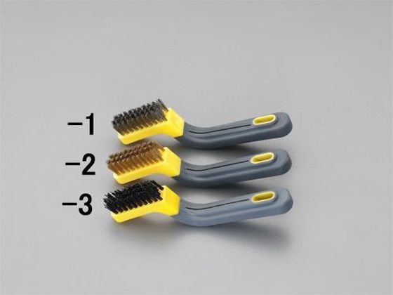 【仕様】●仕様：3行●全長：180mm●材質：ブラシ：ステンレス柄：ポリプロピレン、サントプレーンゴム●ブラシサイズ：57×22mm●毛丈：15．8mm●線径：0．17mm●用途：錆び取り、金属からのペイントはがし、接点磨き、金属磨き、スプ...