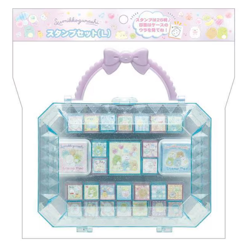サンエックスキャラの楽しいスタンプのセット。スタンプ26個・スタンプ台2個・プラスチックケース入り・スタンプ＆ケースにラメ入り。ケースは小物入れとしても使えるよ。手紙やノートをかわいくデコろう☆【サイズ】約H165&times;W160&t...