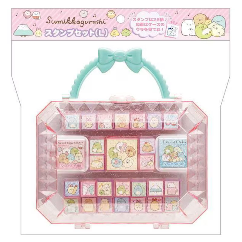 サンエックスキャラの楽しいスタンプのセット。スタンプ26個・スタンプ台2個・プラスチックケース入り・スタンプ＆ケースにラメ入り。ケースは小物入れとしても使えるよ。手紙やノートをかわいくデコろう☆【サイズ】約H165&times;W160&t...