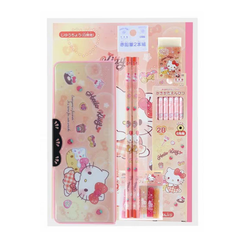 ☆新学期を楽しくむかえよう☆スイーツやスナックに囲まれたキティちゃんのかわいいステーショナリーが発売！鉛筆、消しゴム、筆入れetc…盛りだくさんのイベントでのプレゼントやギフトにも最適。&nbsp;鉛筆名入れ無料 セットに付属されている鉛筆...