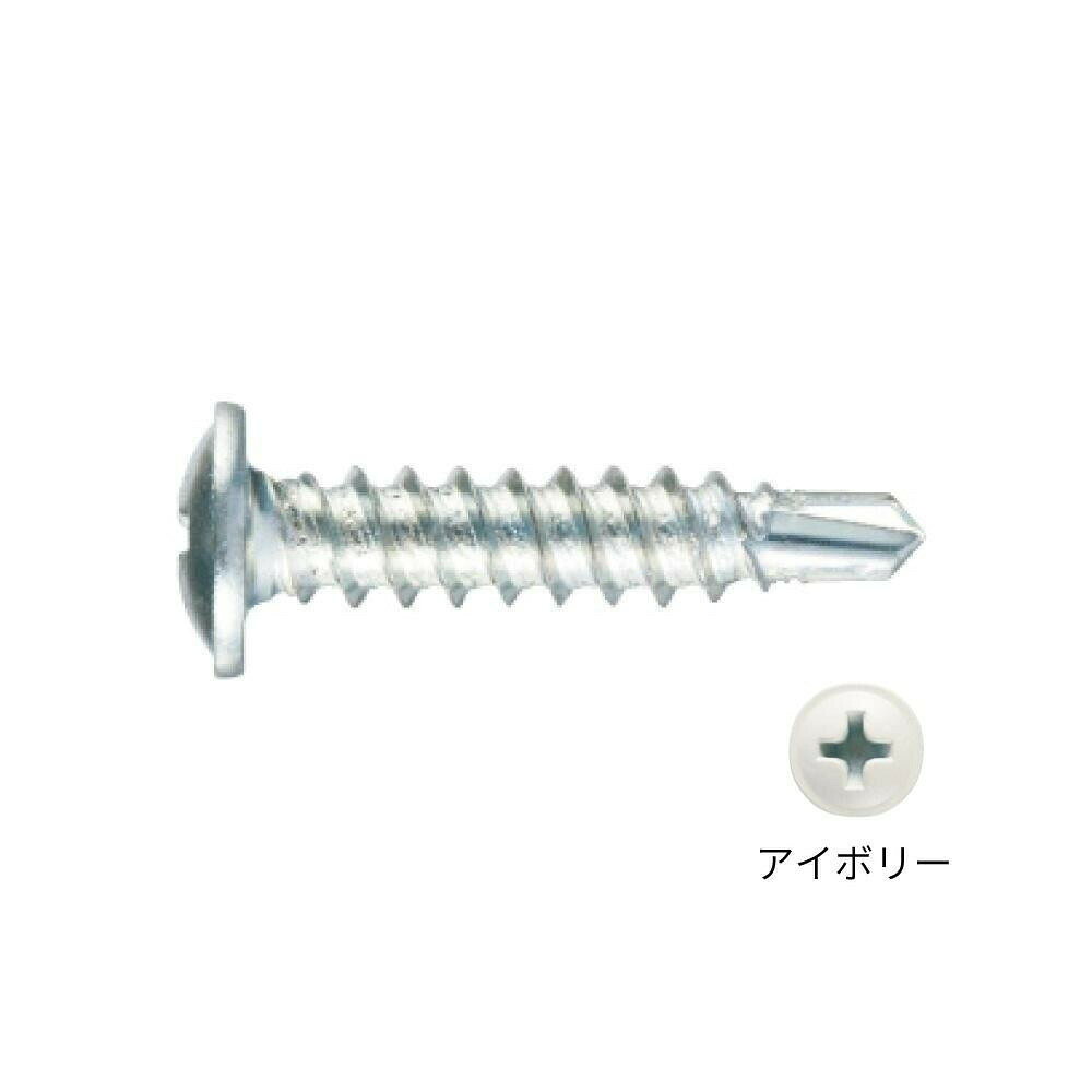 先端ドリル形状でバリが出にくく、頭部径8.0mmで目立ちにくいビス。頭部着色はアイボリー。サイズよび径:4mm×全長(ねじ部):20mm(20mm)、頭径:8.0mm個装サイズ：6.5×8.4×9.0cm重量個装重量：800g素材・材質鉄仕...