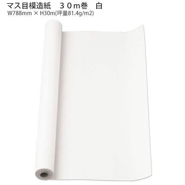 マルアイ マス目模造紙 30m巻 白 50mm方眼（グレー色）マ-53 ロール W788mm × H30m 模造紙 マス目 ホワイト 会議 授業 発表 掲示 イベント 工作 事務用品サイズ幅788mm×長さ30m主要材質上質紙（古紙70%以...