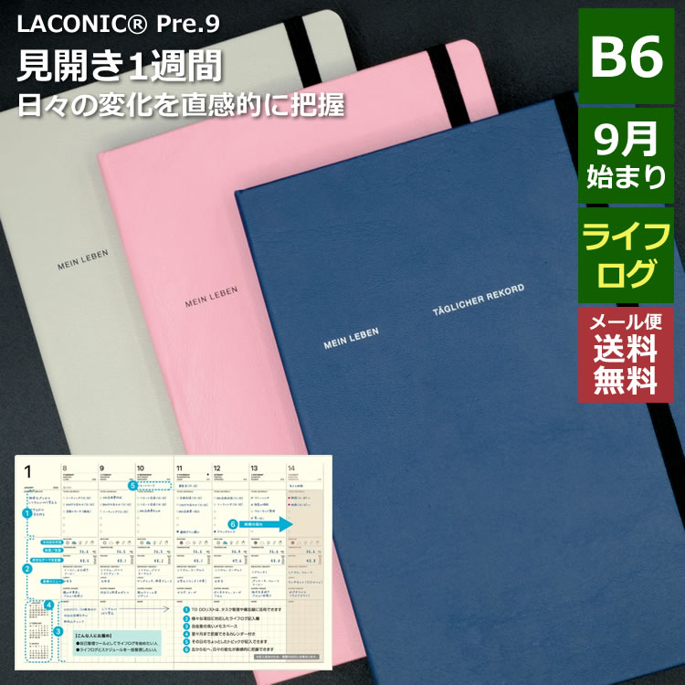 仕様商品名ラコニック 手帳 2027年版 B6 週間 ライフログ ダイアリー 2026年 9月始まり LACONIC ハードカバーサイズ・128×182mm素材・ビニールペーパー＋ゴム使用可能日時・2026年9月〜2027年12月仕様・年間...