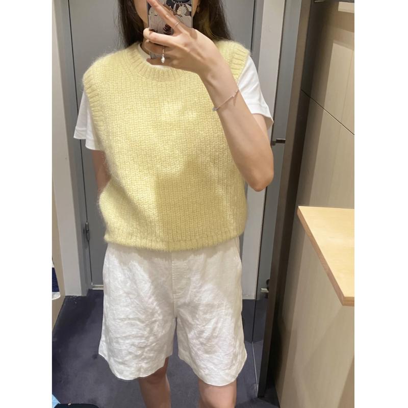 ベスト レディース マヘア混紡 トップス 黄色 イエロー グレー ブルーグレー プルオーバー カットソー カジュアル 日韓スタイル 秋冬・スタイル: カジュアル・衣丈: 普通(50cm超～65cm以下)・柄: 無地・要素: 無地・素材: 毛...