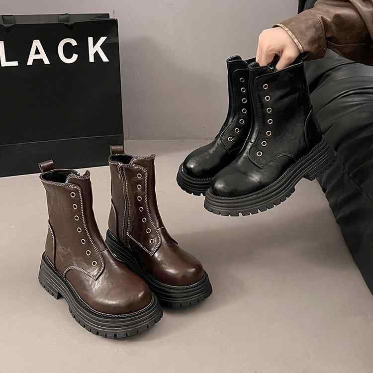 ブーツ レディース ショートブーツ ワークブーツ ラウンドトゥ ローヒール 紐 秋冬 防水 厚底 ブラック ブラウン カジュアル 普段使い・商品カテゴリ: ブーツ・対象年齢: 成人・靴の表面素材: マイクロファイバー・靴底素材: ゴム・対象...