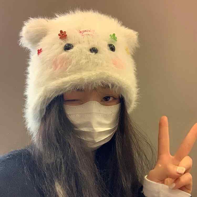 ニット帽 レディース かわいい 小熊 秋冬 防寒 保温 学生 通学 自転車 バイク 暖かい 耳あて付きoutput: ・製品カテゴリ: ニット帽・適合シーズン: 夏季、春季、秋季・帽子の形状: ドーム型・つばの形状: つばなし・カラー: ホ...