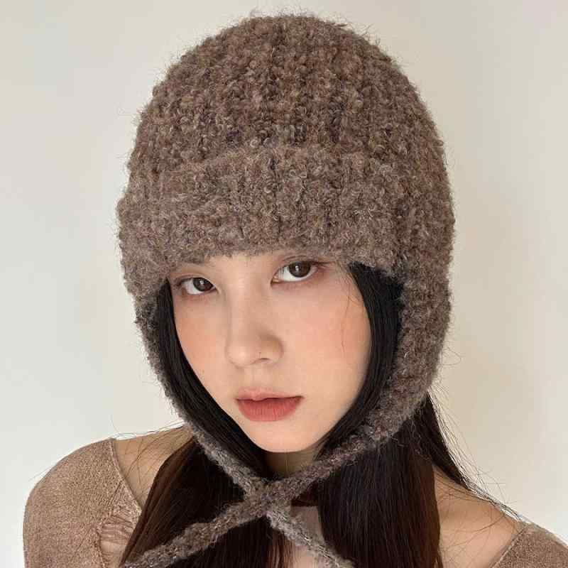 帽子 秋冬 レディース かわいい 小顔効果 ニット帽 耳あて付き ウール混 あったか モヘア 防寒 冷え対策 カジュアル 旅行 深紫 ダークグレー ライトグレー ブルーグレー コーヒー色 オレンジ