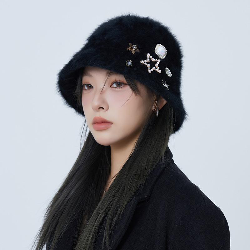 帽子 レディース 秋冬 バケットハット ファー あったか 防寒 小顔効果 普段使い かわいい おしゃれ 上品 きれいめ ブラック ホワイト・製品カテゴリ: 盆帽・流行要素: 不規則, 方形リベット, 点状リベット・帽子のトップスタイル: ド...