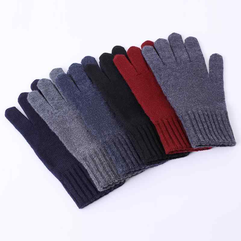 2手袋 レディース 秋冬 羊毛100% ニット グローブ 防寒 暖かい スマートフォン対応 紺色 黒色 ワインレッド ブルーグレー ダークグレー ミディアムグレー・機能: 保温・スタイル: 百搭, 極簡, ファッションOL, 简约・色: 藏...
