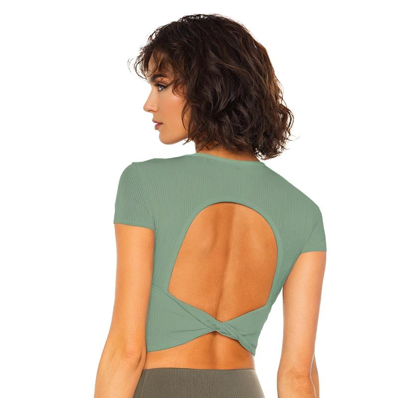 ヨガウェア レディース トップス スポーツブラ トレーニングウェア 吸湿速乾 ショート丈 へそ出し 運動着 フィットネス ダンス ジョギング ピラティス 春夏