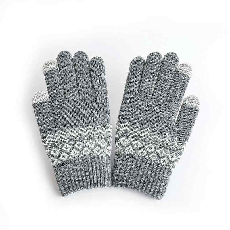 手袋 レディース ニット手袋 スマートフォン対応 秋冬 保温性 幾何学模様 ケーブル編み 裏起毛 防寒 グローブ ブラック グレー ベージュ