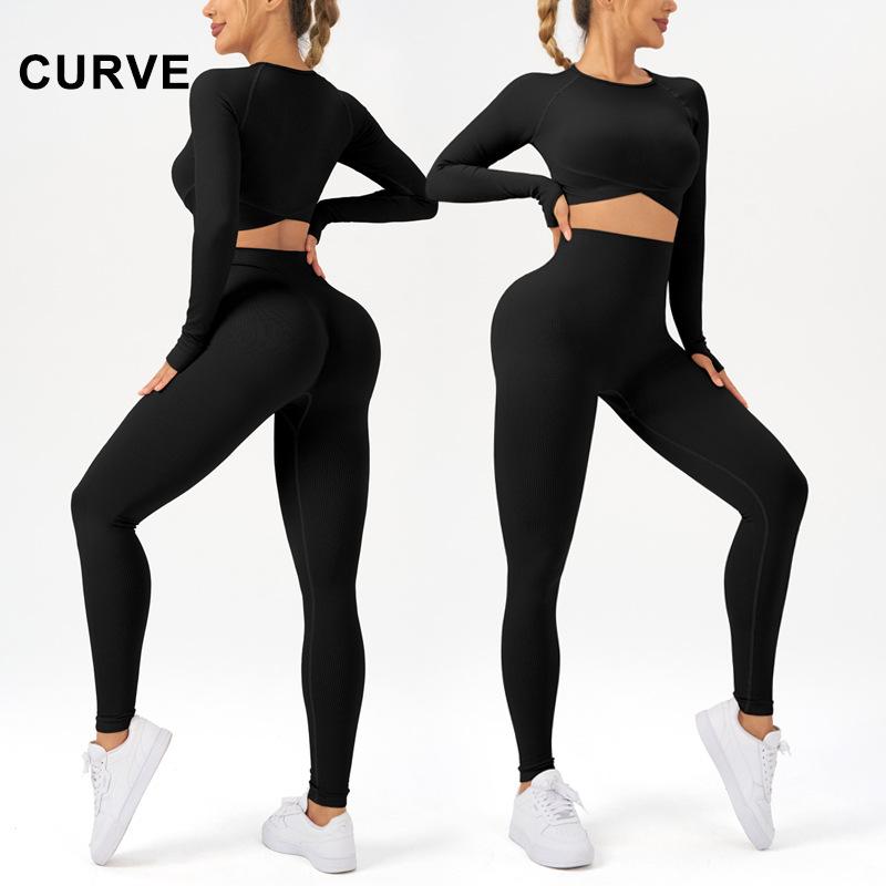 ヨガウェア レディース 上下セット スポーツウェア 長袖 提臀 ヨガパンツ タイツ ランニング ウェア トレーニングウェア 秋冬 吸湿速乾 杏色 ブラック