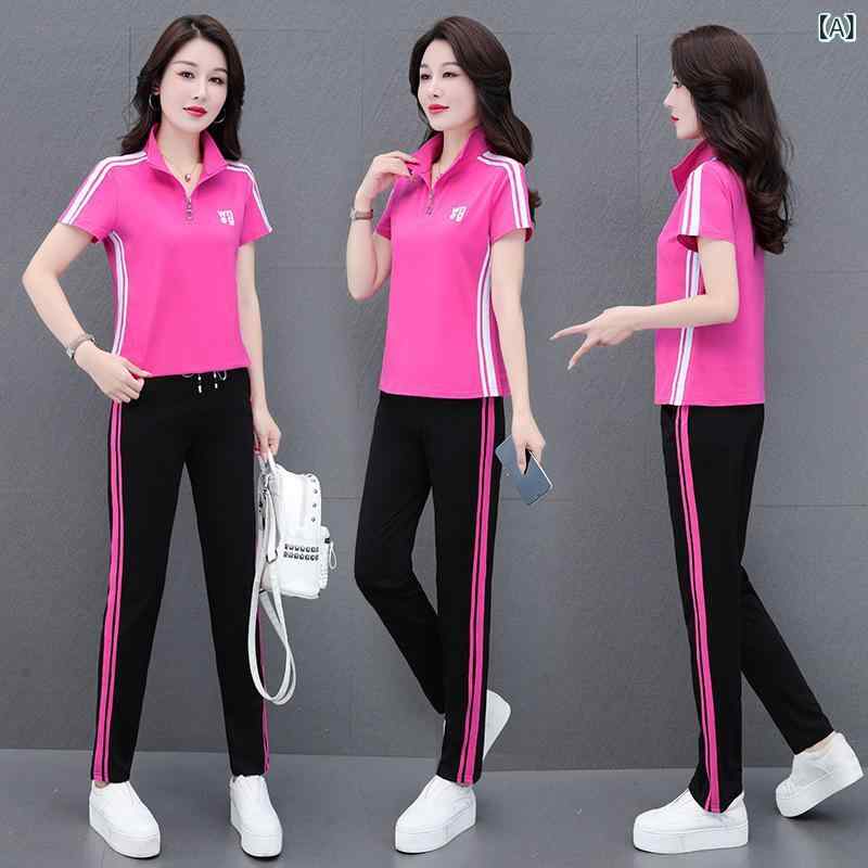 2セットアップ レディース 大きいサイズ スポーツウェア 半袖 ハーフパンツ 運動着 部屋着 ルームウェア コットン 混紡 ゆったり カジュアル スポーティー ブラック ピンク系 オレンジ グリーン