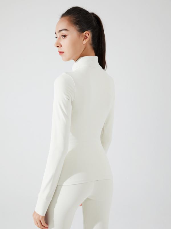 ヨガウェア レディース 長袖 裏起毛 ジャケット ストレッチ 暖か あったか ジップアップ ランニング フィットネス トレーニング スポーツ トップス 秋冬 アイボリー パープル ブルー キャメル ブラック カーキ グレー