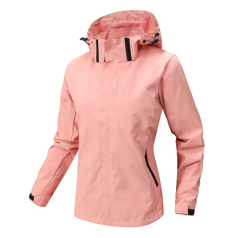 ジャケット レディース 防風 防水 アウター 薄手 登山服 アウトドア カジュアル ウェア 春秋 女性用 ブラック ピンク系