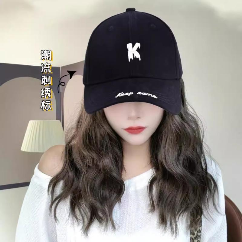 帽子 レディース 棒球 キャップ付きウィッグ 大頭 調整可能 フルウィッグ ロング巻き髪 高温丝 おしゃれ かわいい 小顔効果 普段使い お出かけ デート