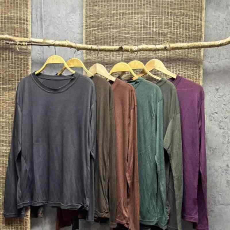 2Tシャツ レディース レトロ 文芸風 丸首 コットン ゆったり 肌触りが良い カットソー トップス 九分袖 プルオーバー