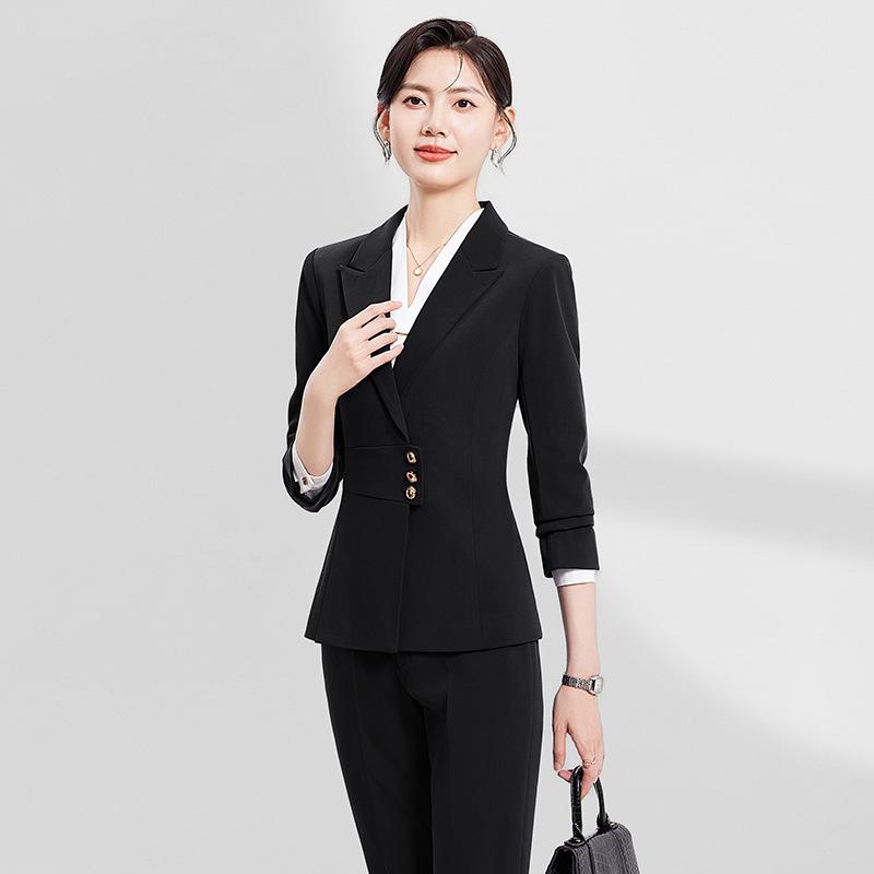 スーツ レディース 長袖 事務服 パンツスーツ スカート セット オフィス ビジネス フォーマル ポリエステル TR素材 ブラック ブルー 大きいサイズ・生地: TR生地・主な素材: ポリエステル・素材(%)：スパンデックス30%以下, ポ...