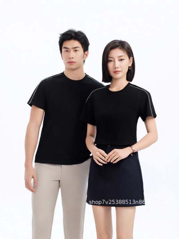 飲食店ユニフォーム レディース 半袖Tシャツ 綿 吸湿速乾 スーパー パート アルバイト 制服 厨房服 料理人 クルーネック カットソー トップス 春夏