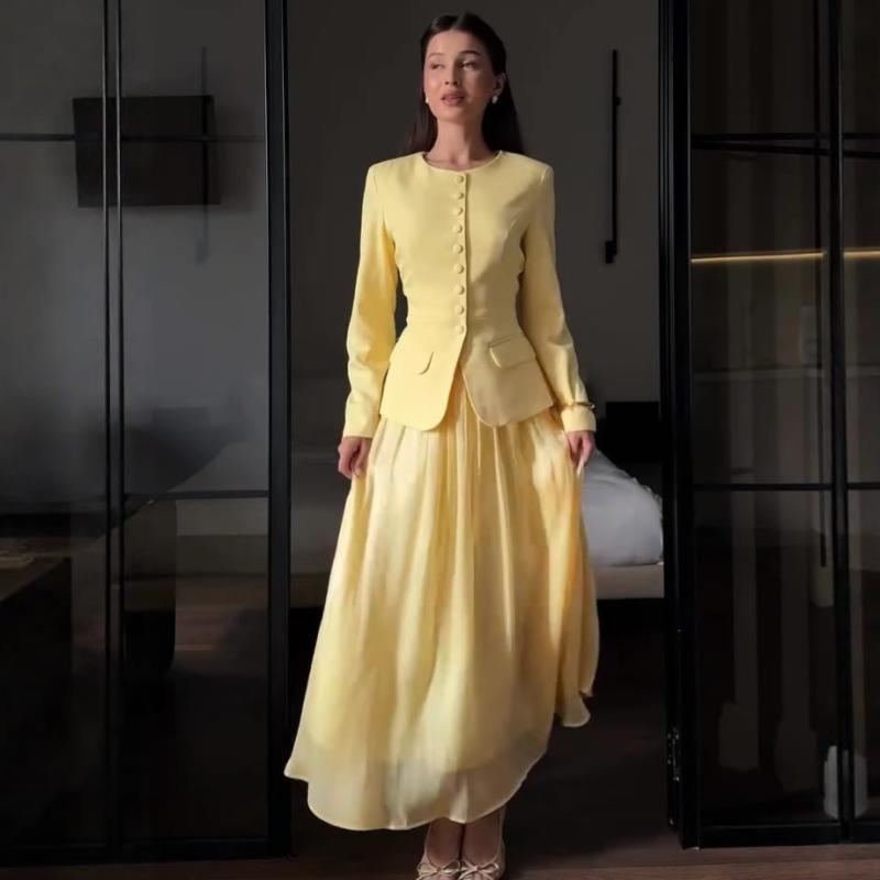 ワンピース レディース 秋冬 きれいめ カジュアル 長袖 ロング丈 無地 通勤 オフィス 黄色 パーティー お呼ばれ 二次会 デート 普段使い 上品 エレガント