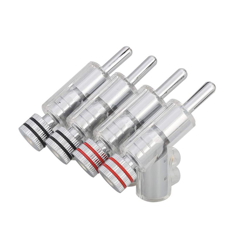 Viborg スピーカーケーブルプラグ Banana Plug 適合ケーブル経7mm 4個1組内径：7mm（本体ネジ2本側）　内径：4mm（スクリューネジ側）4個セット(2赤+2黒)後部のネジを締めると先端部が広がり、しっかりと接続できます...