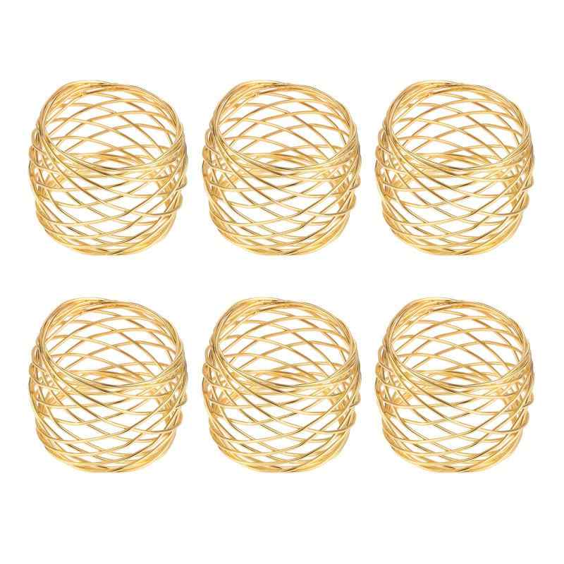 ナプキンリング ナプキンホルダー 結婚式 披露宴 テーブル装飾 パーティー レストラン用 ホテル 宴会 ディナー 食器飾り ゴールド 6個セット【仕様】材質：合金 カラー：ゴールド 直径：約4.2cm/1.65in【高品質】このナプキンリン...