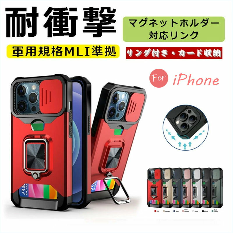 商品名スライド式カメラカバー×リングスタンド×カード収納 便利で頑丈 多機能ケース対応機種iPhone 14(6.1)iPhone 14 Pro(6.1)iPhone 14 Max(6.1)iPhone 14 Pro Max(6.7)iPh...