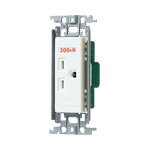 品番：WTF11123WK 品名：15A埋込接地コンセント（250V）（ホワイト）15A250V AC（金属枠付） ●適合プレート⇒WTF7003W（ラウンド）WTF8003W（スクエア）など