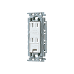 品番：WTF15324WK 品名：埋込アースターミナル付ダブルコンセント（絶縁枠付）（白）15A125V AC ●適合プレート⇒WTF7003W（ラウンド）WTF8003W（スクエア）など