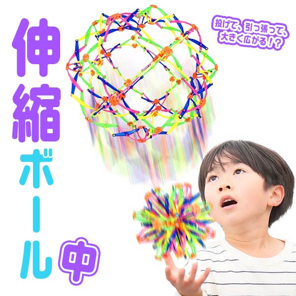 ふわっと上に投げると2倍の大きさに広がる！？ 投げたり引っ張ったり、遊び方いろいろの伸縮ボールが入荷しました。 【セット内容】 ・本体×1 ※セット内容以外は別売りです。 ◆アソート：3種 ◆パッケージサイズ：約 W250×H240×D15...
