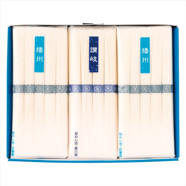 ■商品紹介：播州・讃岐のそうめんの味くらべをお楽しみ下さい。 ■商品内容：播州そうめん（50g×5束）×2、讃岐そうめん（50g×4束）×1 ■材質： ■重量：約830g ■原産国： メーカー希望小売価格はメーカーカタログに基づいて掲載して...