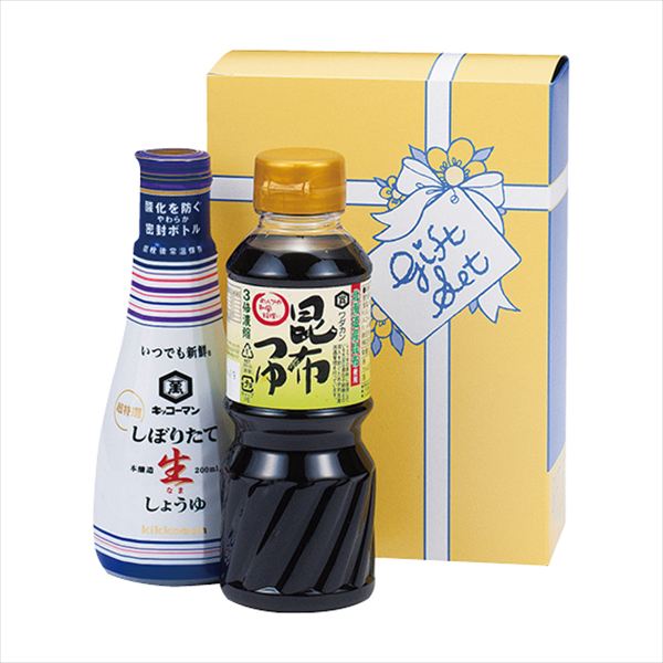 ■商品紹介内容/キッコーマンいつでも新鮮しぼりたて生しょうゆ:200?×1・ワダカン昆布つゆ:300?×1《小麦》 ■パッケージサイズ：箱寸/190×135×67 ■重量：約705g メーカー希望小売価格はメーカーカタログに基づいて掲載して...