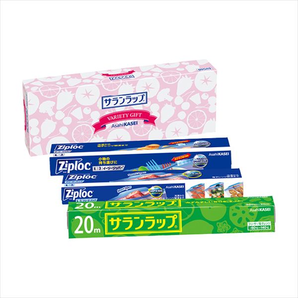 ■商品紹介内容/サランラップ［日本製］:30×20m×1・ジップロックフリーザーバッグシンプルモデル［タイ製］:L5枚入×1・ジップロックイージージッパー［タイ製］:L3枚入×1 ■パッケージサイズ：箱寸/115×319×53 ■重量：約3...