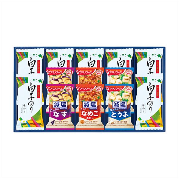 ■商品紹介内容/白子のり味のり:8切5枚×7・減塩いつものおみそ汁（とうふ）:10.3g×2・減塩いつものおみそ汁（なす）:9g×2・減塩いつものおみそ汁（なめこ）:8g×2《乳・小麦・えび》 ■パッケージサイズ：箱寸/242×433×45...