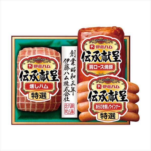 ■商品紹介内容/特選燻しハム:180g×1・特選あらびき燻しウインナー:80g×1・肩ロース焼豚:185g×1《卵・小麦》 ■パッケージサイズ：箱寸/160×214×70 ■重量：約580g メーカー希望小売価格はメーカーカタログに基づいて...