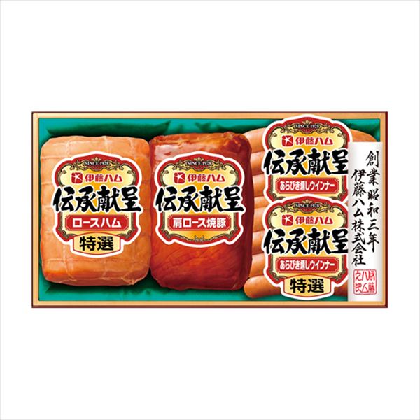 ■商品紹介内容/特選ロースハム:320g×1・特選あらびき燻しウインナー:80g×2・肩ロース焼豚:185g×1《卵・小麦》 ■パッケージサイズ：箱寸/160×290×67 ■重量：約820g メーカー希望小売価格はメーカーカタログに基づい...