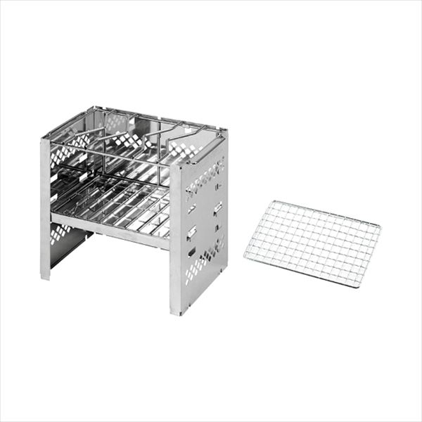 ■商品紹介内容/本体・炭受け:25.5×18×25.5・ゴトク・アミ・目皿・収納バッグ 材質/本体・炭受け:ステンレス、ゴトク・アミ・目皿:鉄（クロムメッキ）、収納バッグ:ポリエステル ■パッケージサイズ：箱寸/50×200×290 ■重量...