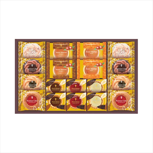 ■商品紹介内容/ロシアケーキ×8・プチガトー×6・スイートマロン×4《卵・乳・小麦・落花生》 ■パッケージサイズ：箱寸/263×413×44 ■重量：約682g メーカー希望小売価格はメーカーカタログに基づいて掲載しています ■さまざまなギ...