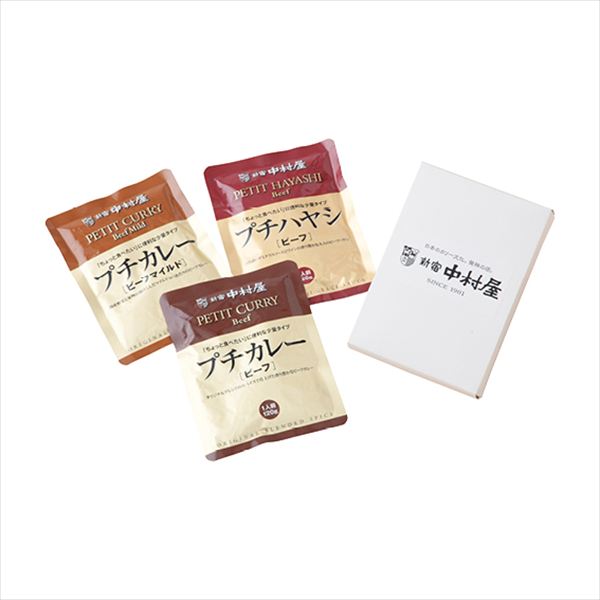■商品紹介内容/プチカレー（ビーフ）:120g×1・プチカレー（ビーフマイルド）:120g×1・プチハヤシ（ビーフ）:120g×1《乳・小麦》 ■パッケージサイズ：箱寸/170×120×40 ■重量：約400g メーカー希望小売価格はメーカ...
