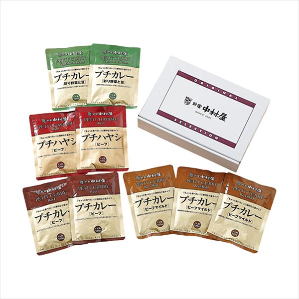 ■商品紹介内容/プチカレー（ビーフ）:120g×2・プチカレー（ビーフマイルド）:120g×3・プチカレー（彩り野菜と豆）:120g×2・プチハヤシ（ビーフ）:120g×2《乳・小麦》 ■パッケージサイズ：箱寸/180×260×70 ■重量...