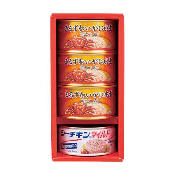 ■商品紹介内容/マルハまるずわいがに水煮（ほぐしみ）:110g×3・はごろもシーチキンマイルド:140g×1《かに》 ■パッケージサイズ：箱寸/211×101×91 ■重量：約968g メーカー希望小売価格はメーカーカタログに基づいて掲載し...