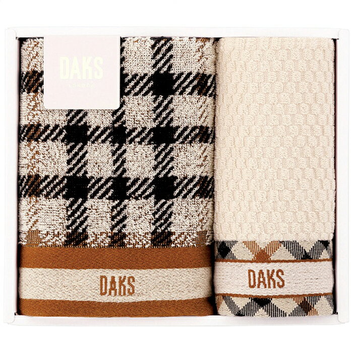 ■商品紹介：1894年の創業当時から｢クオリティファースト｣を基本理念にものづくりをを続け、信頼の証として英国王室御用達ブランドであり続けているDAKS。 ■商品内容：34×75cmフェイスタオル1枚・25×25cmミニタオル1枚・綿100...