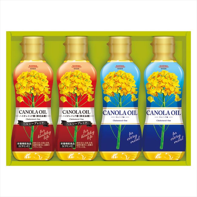 ■商品紹介： 菜種を原料としたオレイン酸を含むピュアオイルとオレイン酸と、ビタミンEを豊富に含むべに花オイルの詰め合わせセットです。 ■商品内容：セット内容/キャノーラ油・ヘルシープレミア（各300g）×各2 ■パッケージサイズ：21×30...